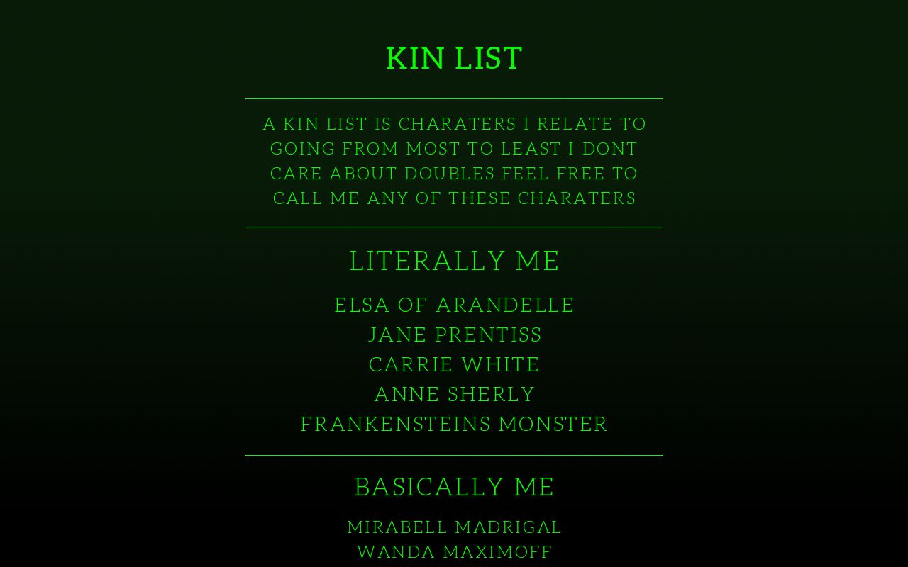 kin list